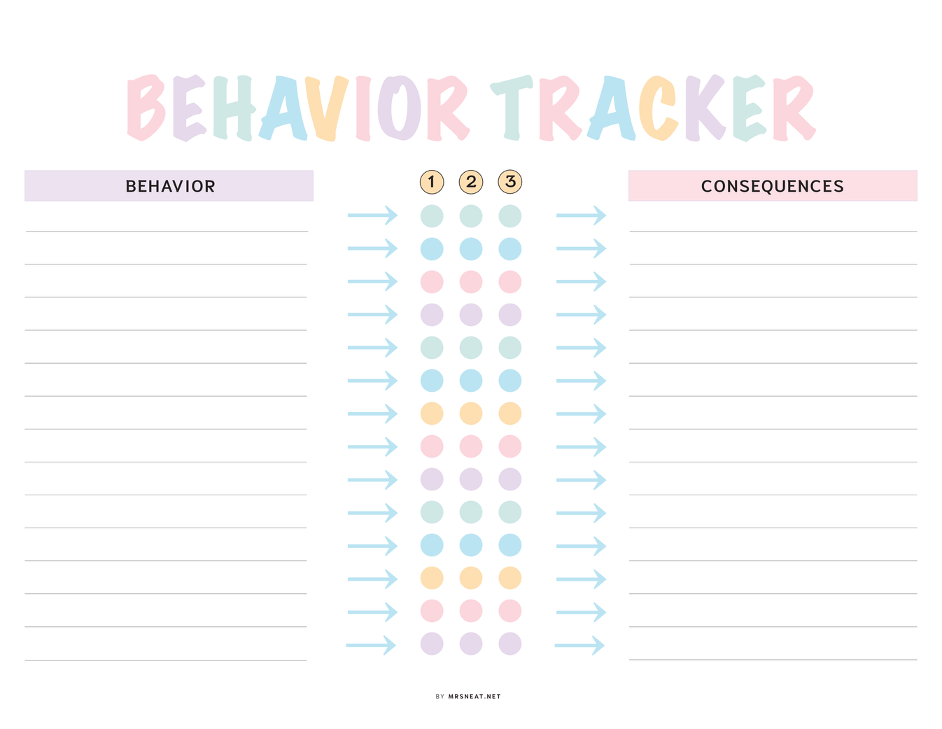 Editable Behavior Chart Template PDF - M494 – mrsneat
