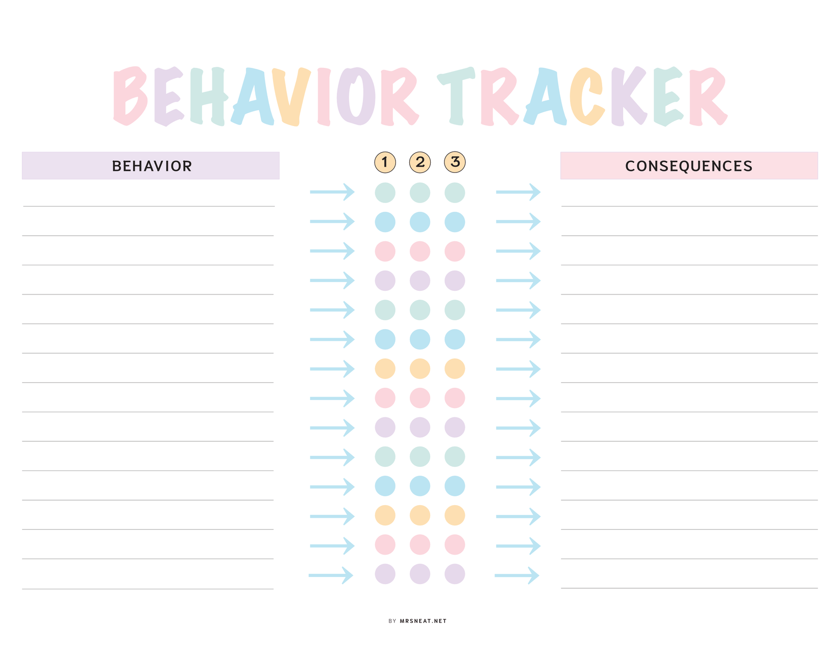 Editable Behavior Chart Template PDF - M494 – mrsneat