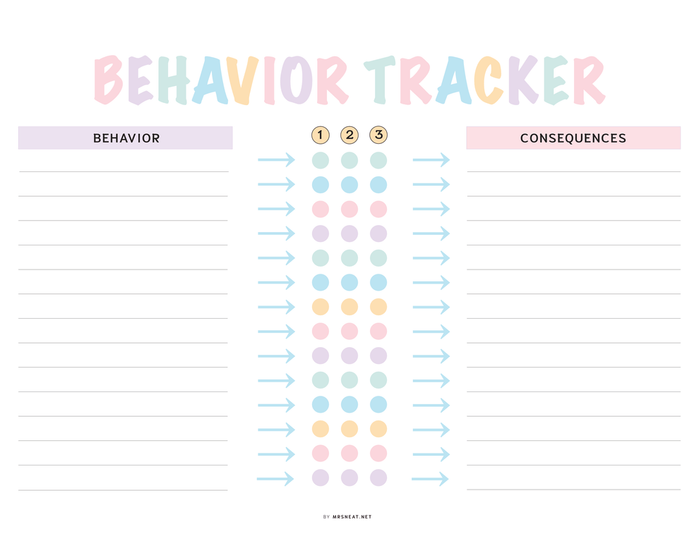 Editable Behavior Chart Template PDF - M494 – mrsneat