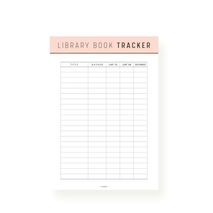 Library Book Tracker Printable - M221 – mrsneat