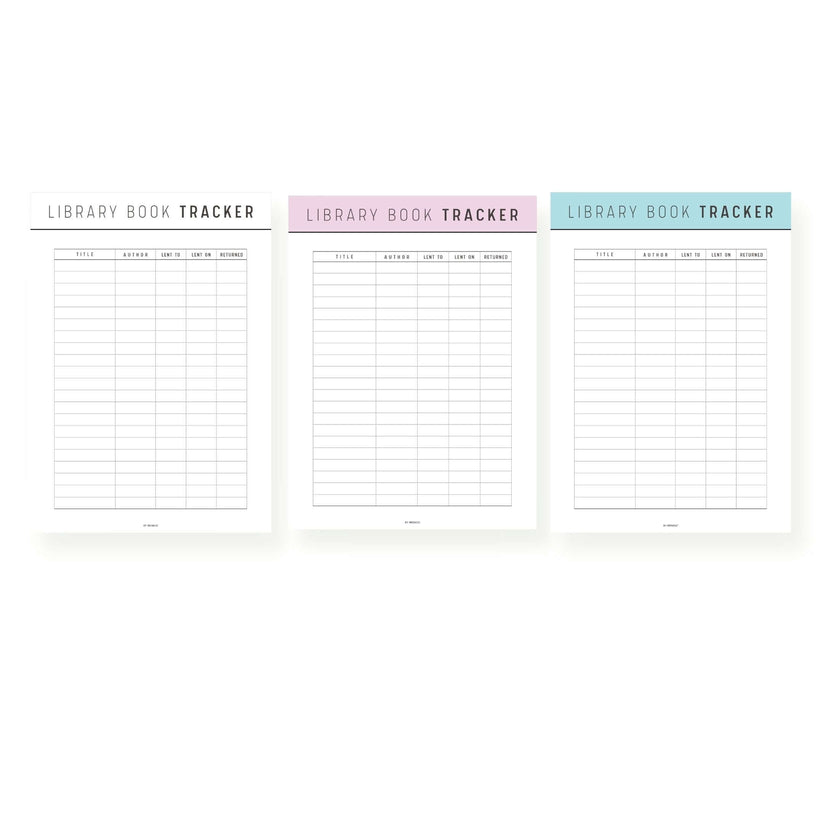 Library Book Tracker Printable - M221 – mrsneat