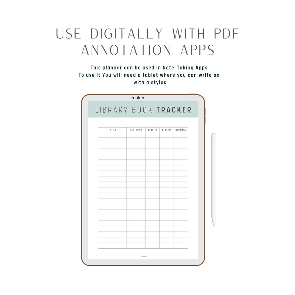 Library Book Tracker Printable - M221 – mrsneat