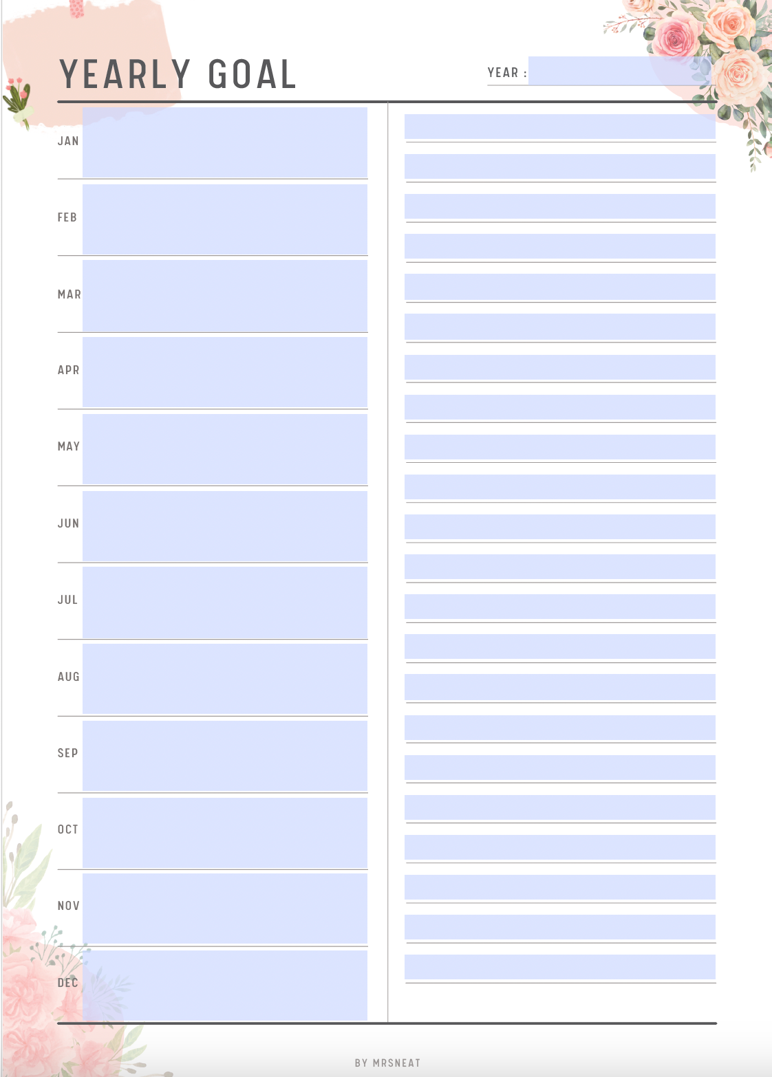 Floral New Year Goal Planner - M071 – mrsneat