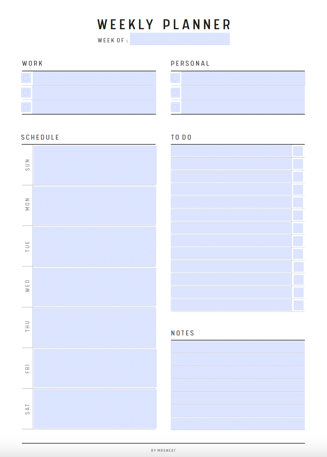 Weekly Planner Printable - M167/8 – mrsneat