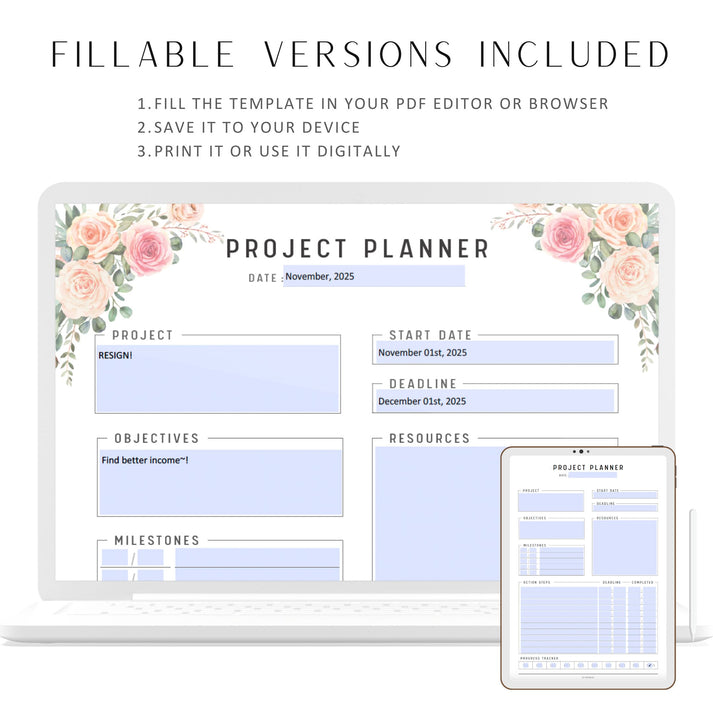 Project Planner Printable - M177 – mrsneat