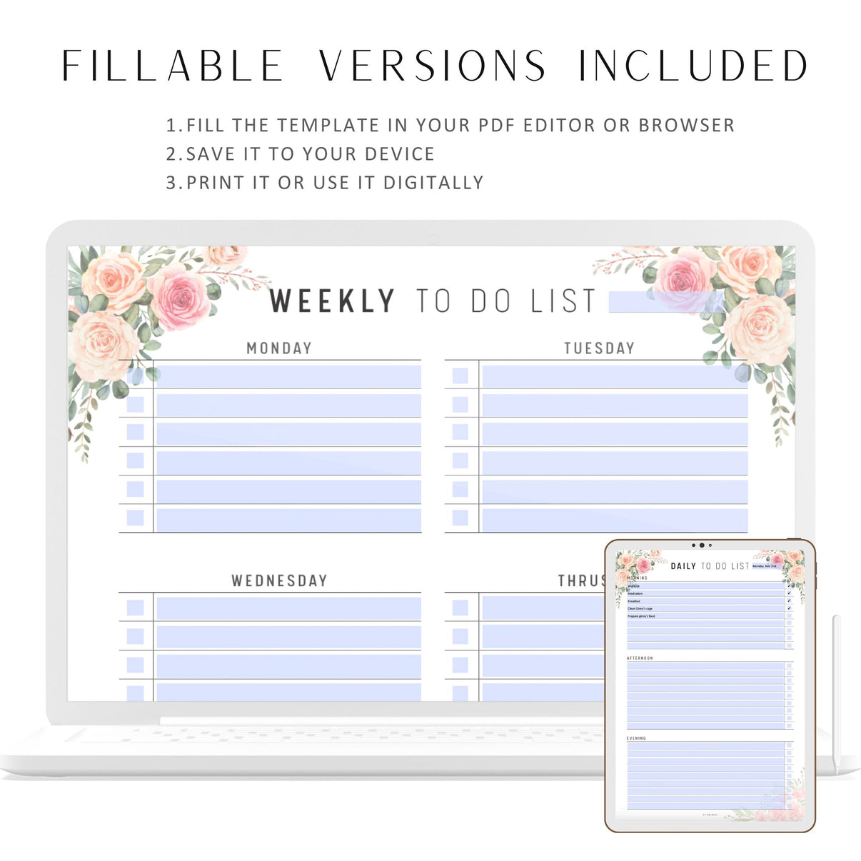 Weekly & Daily To Do List PRINTABLE - M178 – mrsneat