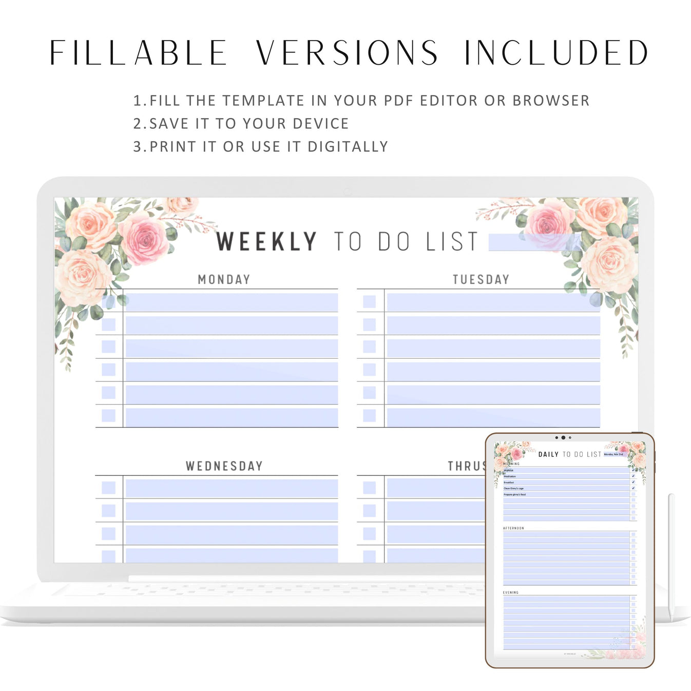 Weekly & Daily To Do List PRINTABLE - M178 – mrsneat