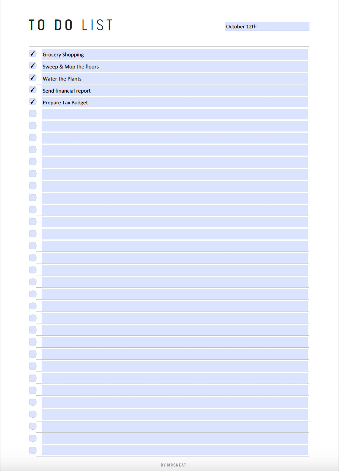 Simple To Do List Planner Printable - M191 – mrsneat
