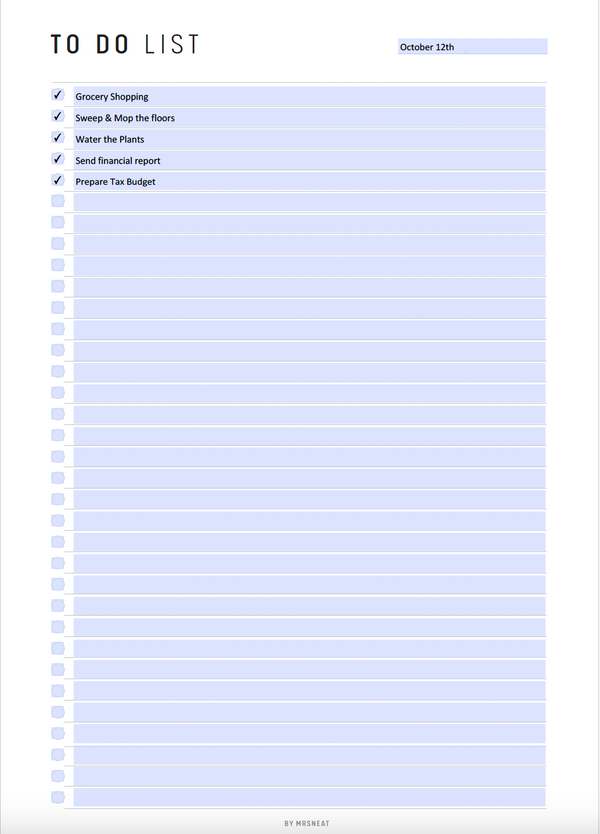 Simple To Do List Planner Printable - M191 – mrsneat