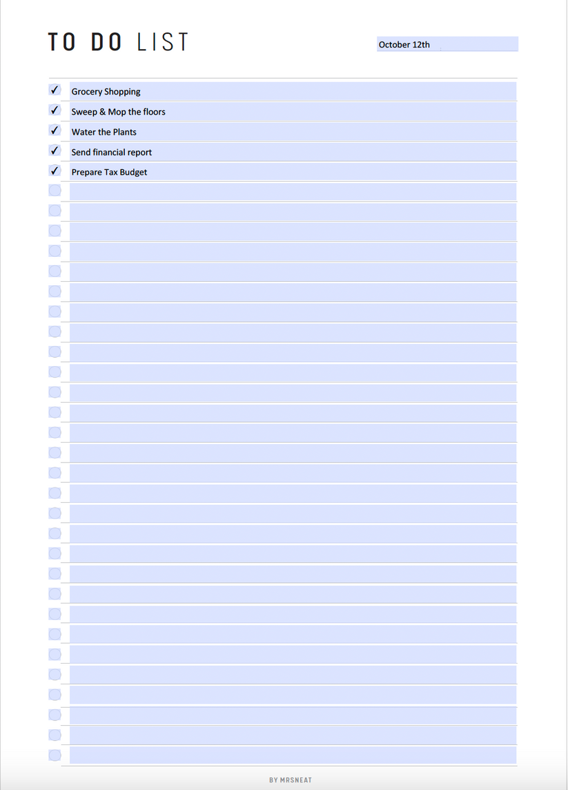 Simple To Do List Planner Printable - M191 – mrsneat