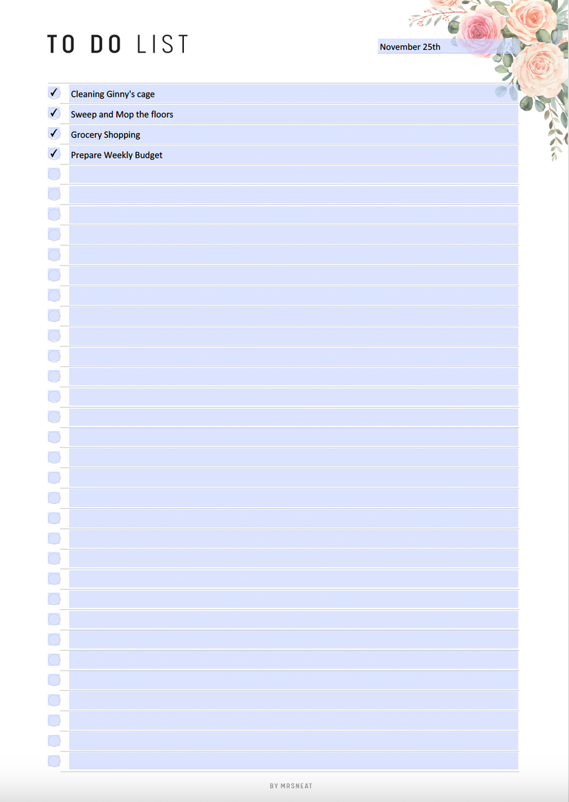 Floral To-Do List Planner Printable - M192 – mrsneat