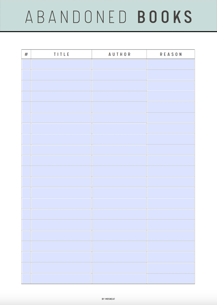 Abandoned Books Template Pdf - M228 – mrsneat