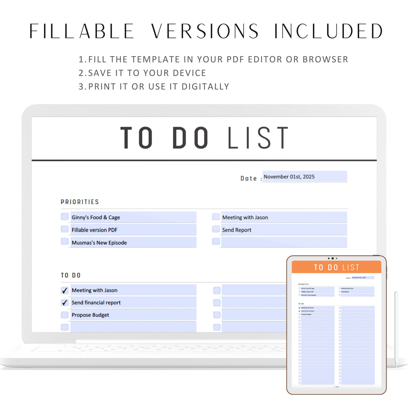 To Do List Planner Template PRINTABLE PDF - M249 – mrsneat