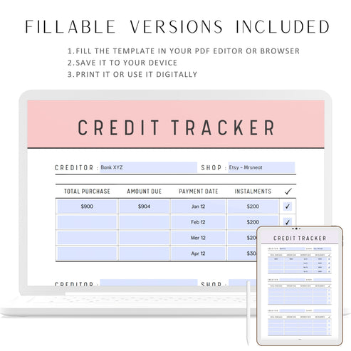 Credit Card Tracker Template Printable Vol.01 - M263 – mrsneat