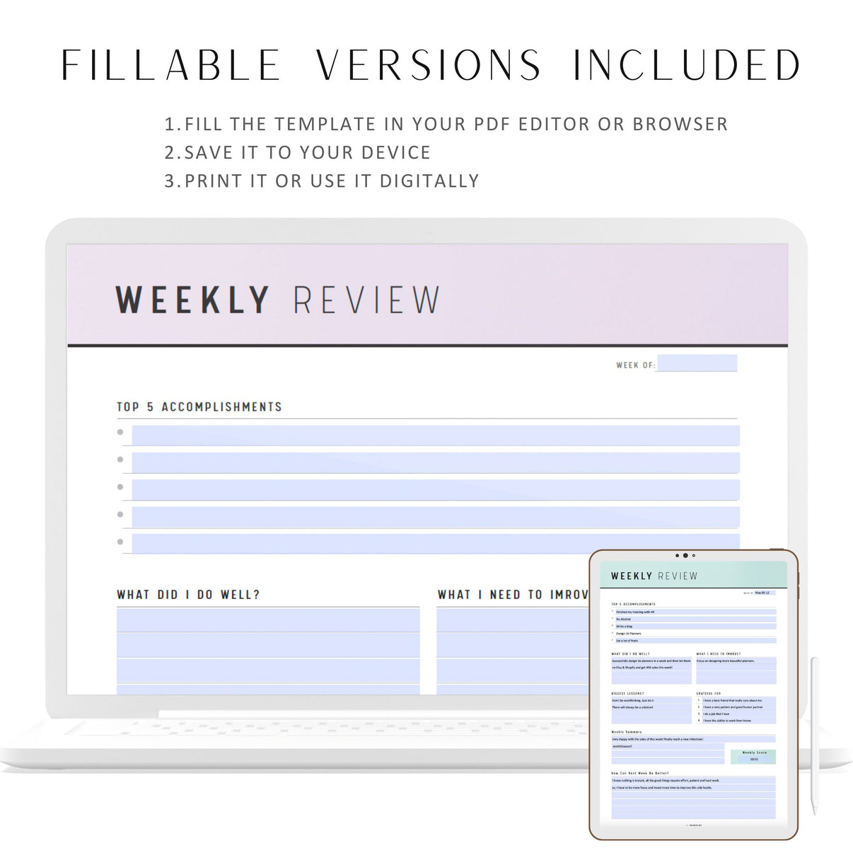 Weekly Review Template Printable – mrsneat