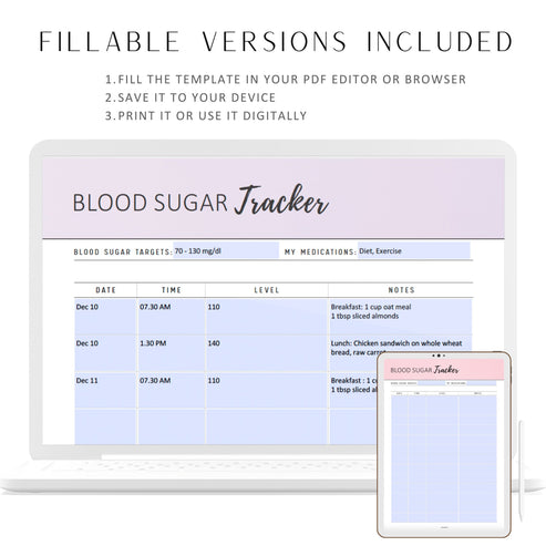 Printable Blood Sugar Tracker - M315 – mrsneat
