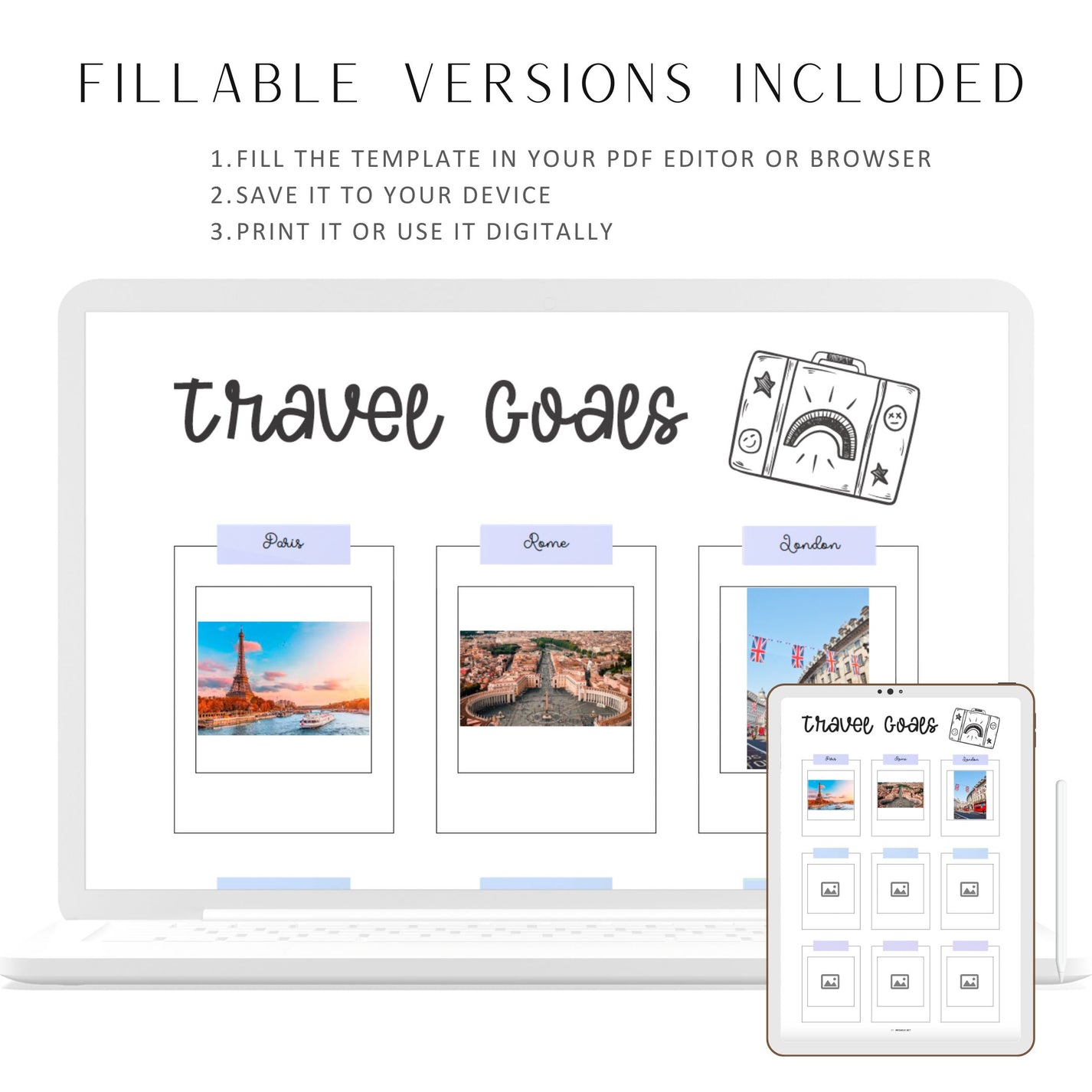Travel Goals Planner Template - M380 – mrsneat
