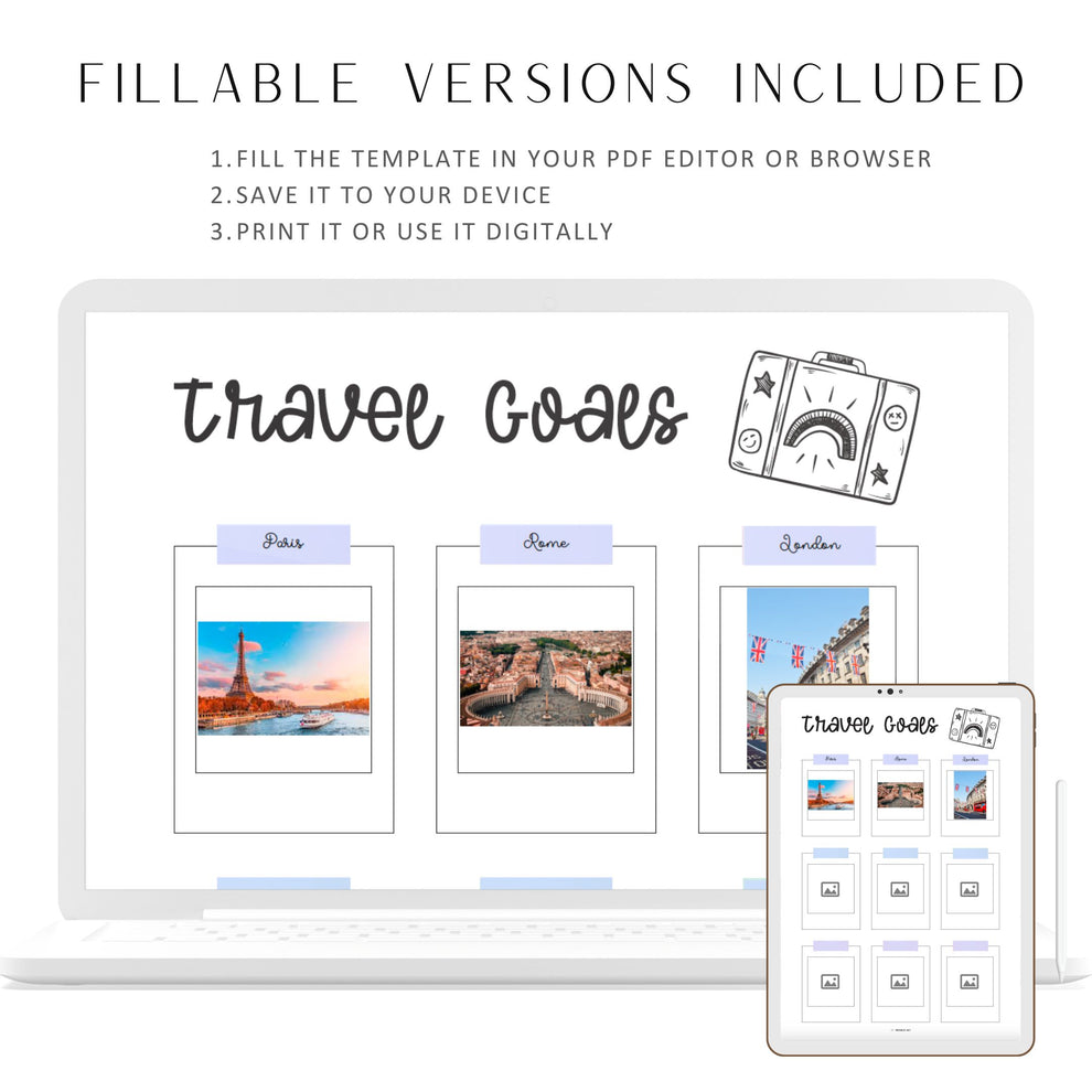 Travel Goals Planner Template - M380 – mrsneat