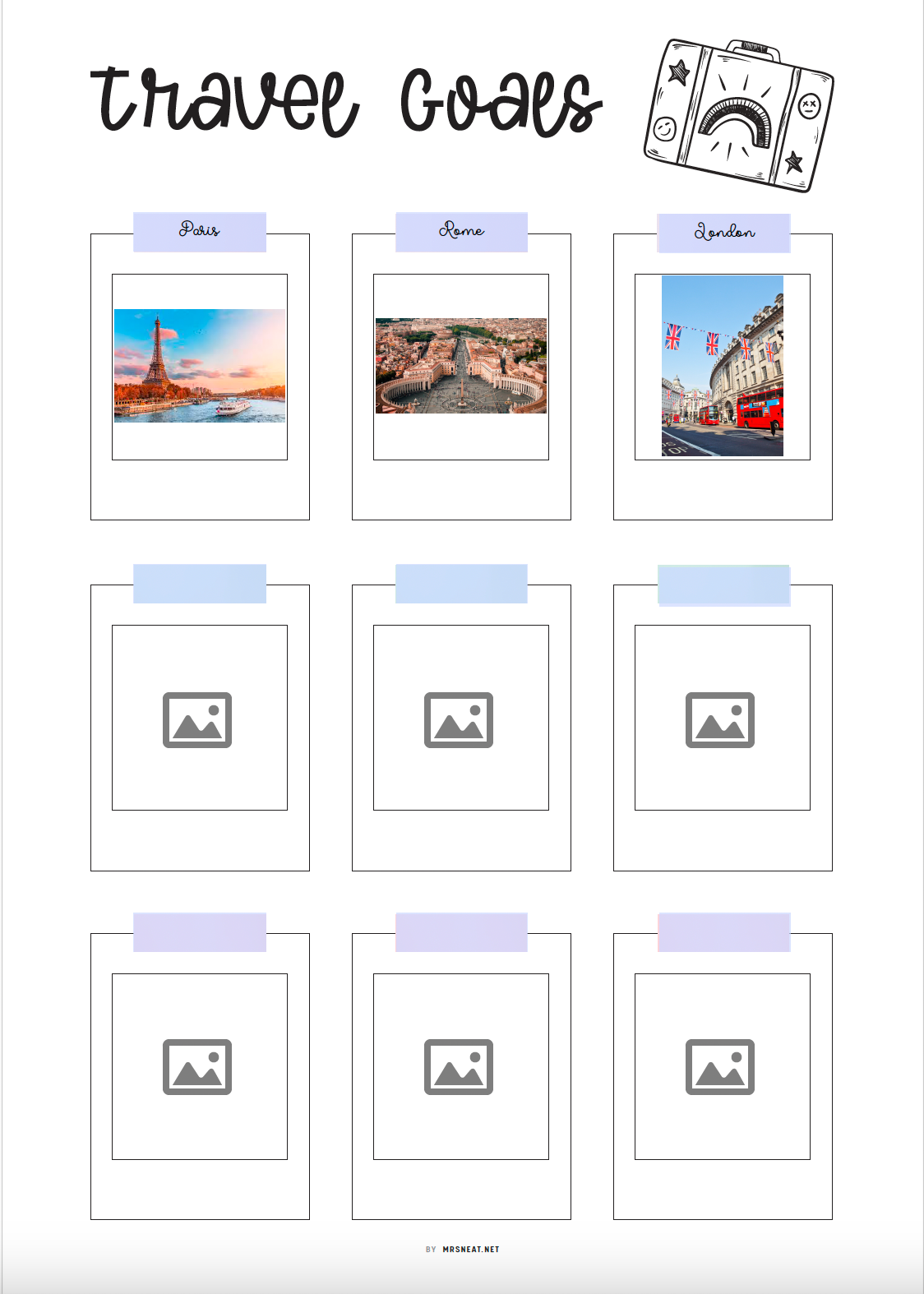 Travel Goals Planner Template - M380 – mrsneat