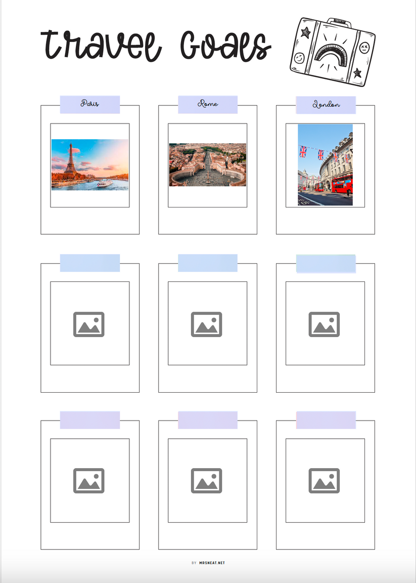 Travel Goals Planner Template - M380 – mrsneat
