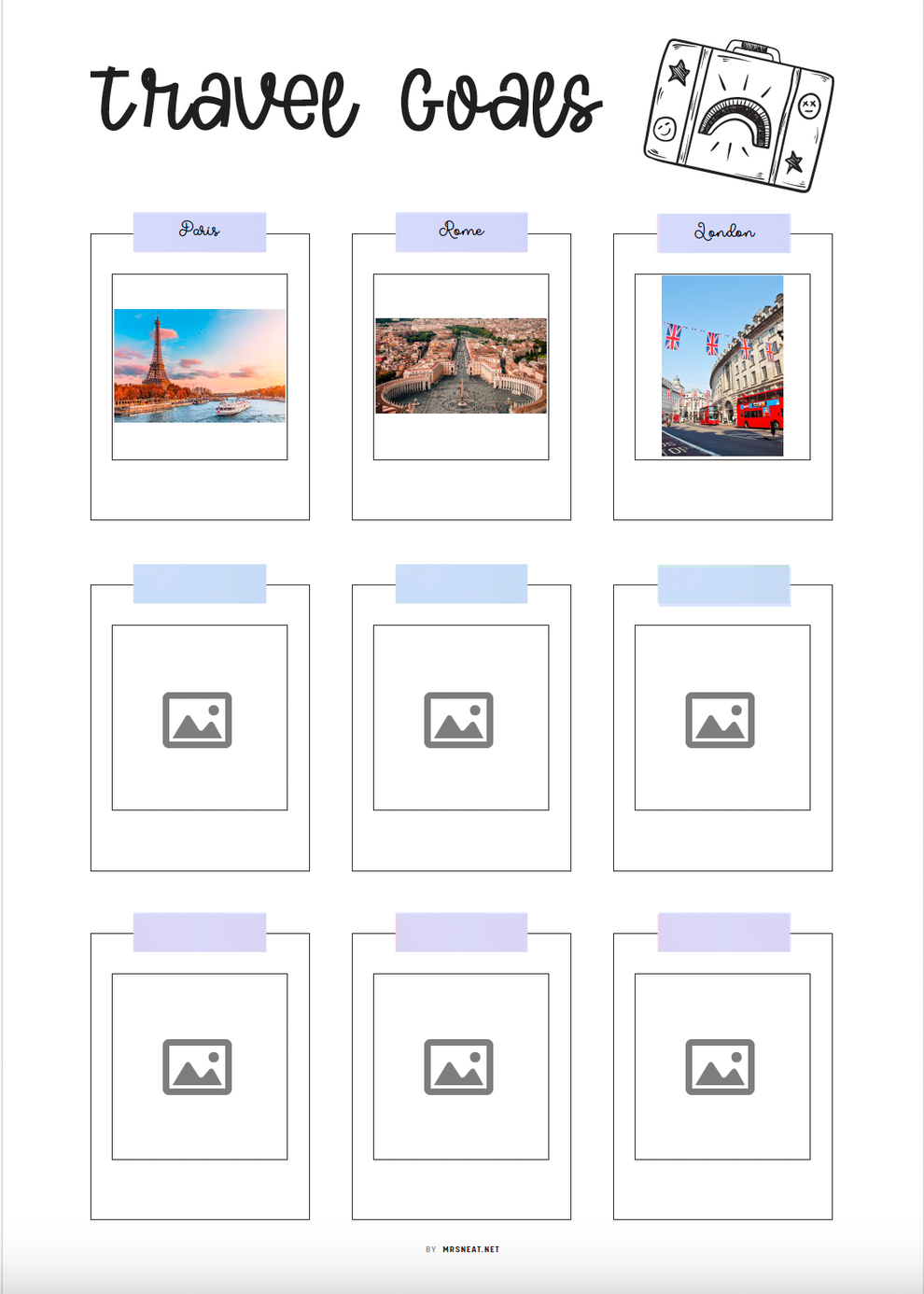 Travel Goals Planner Template - M380 – mrsneat