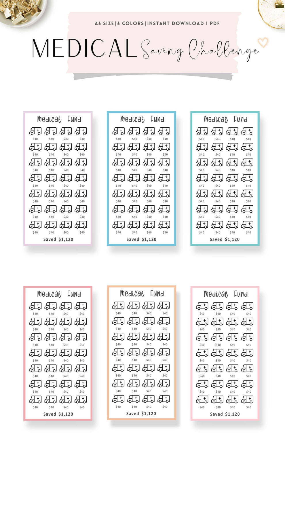 Medical Mini Saving Challenge A6 - M360 – mrsneat
