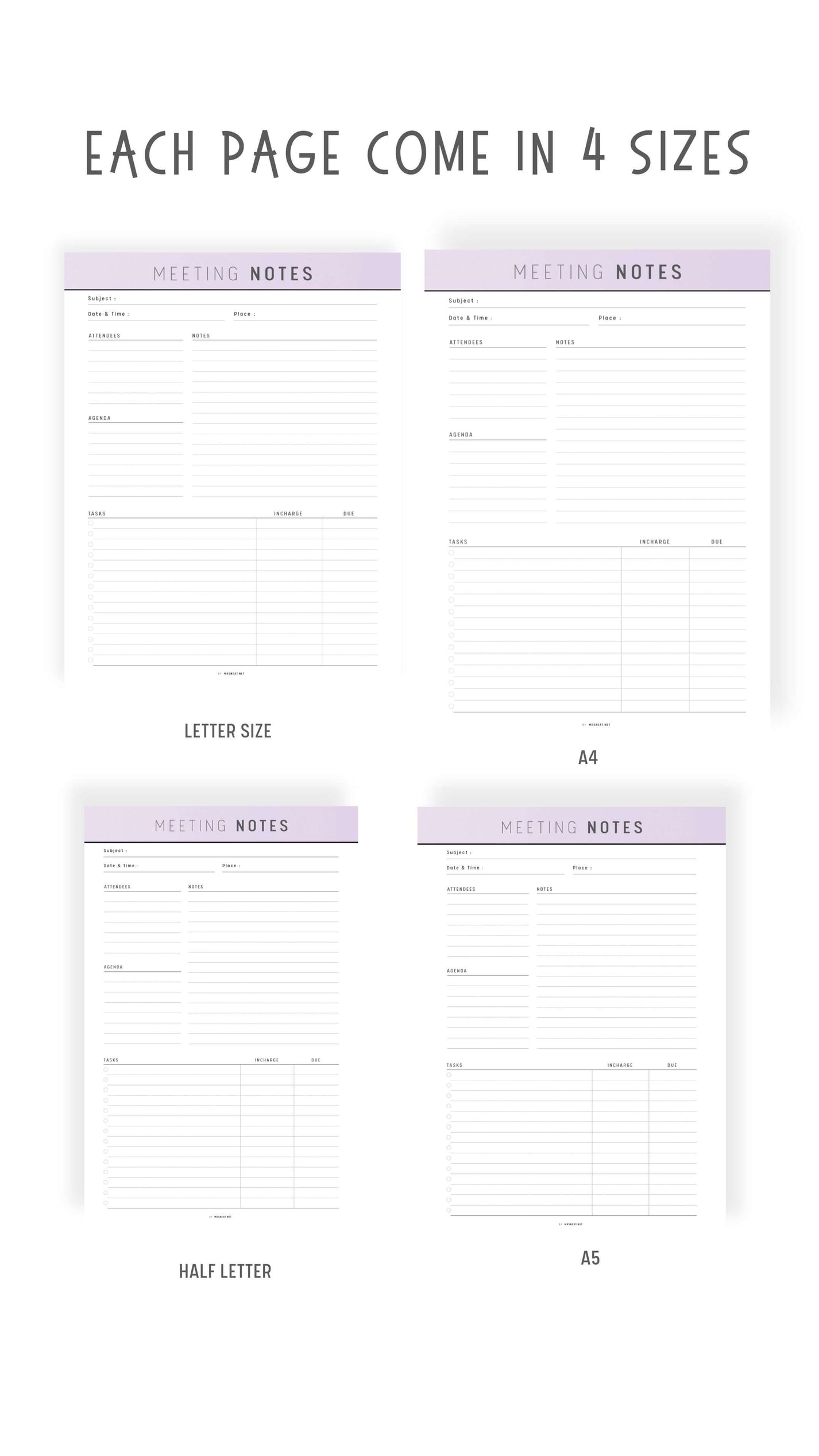 Printable Meeting Notes Template – mrsneat