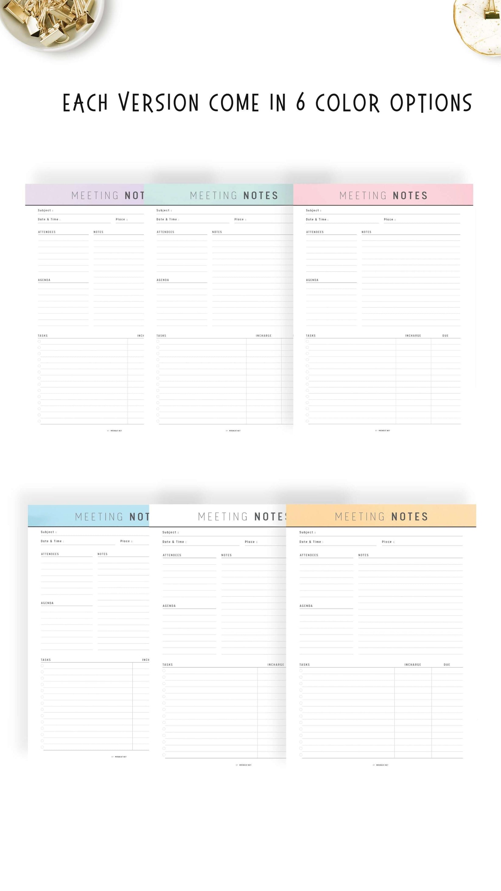 PRINTABLE Meeting Notes Template - M286 – mrsneat