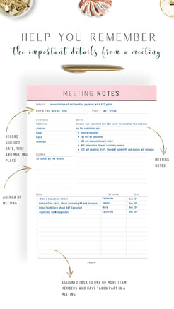 Printable Meeting Notes Template – mrsneat