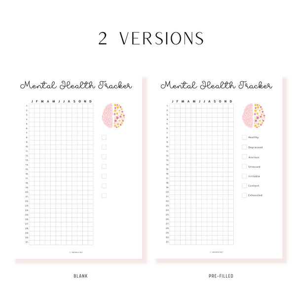 Mental Health Tracker Template Printable PDF - M502 – mrsneat