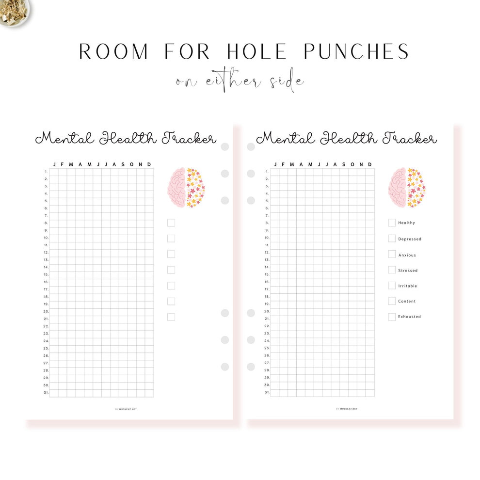 Mental Health Tracker Template Printable PDF - M502 – mrsneat