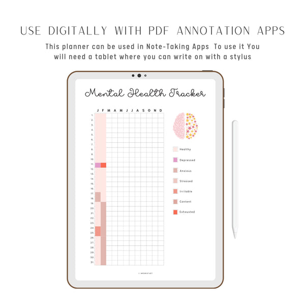 Mental Health Tracker Template Printable PDF - M502 – mrsneat