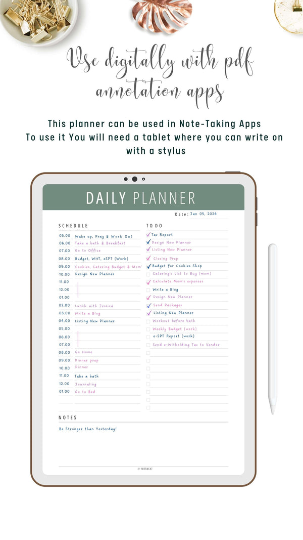 Colorful Minimalist Daily Planner Printable – mrsneat
