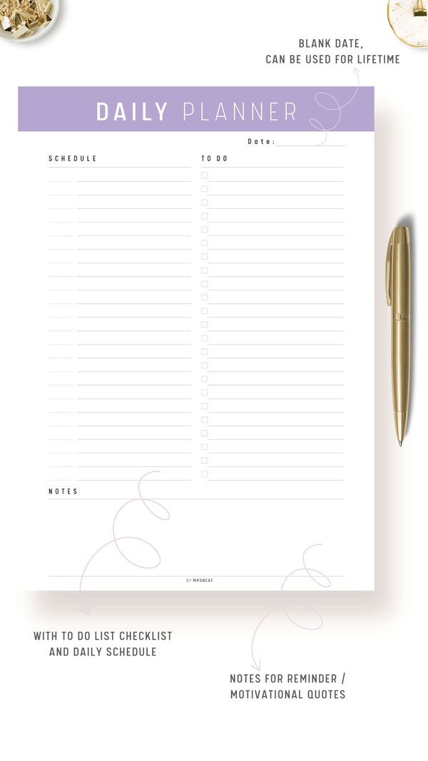 Colorful Minimalist Daily Planner Printable – mrsneat