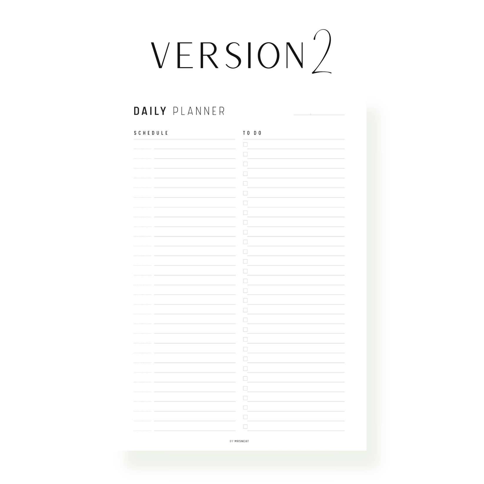 Minimalist Daily Planner Printable - M197 – mrsneat