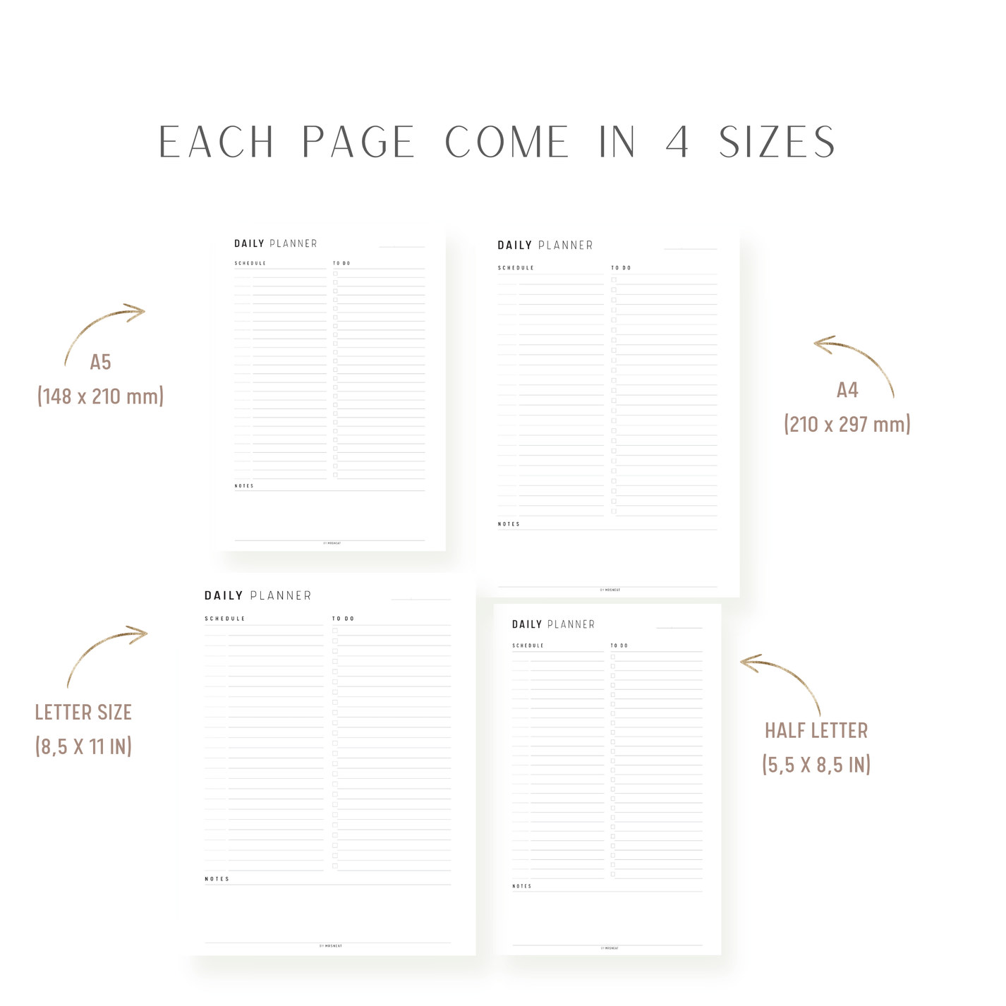 Minimalist Daily Planner Printable - M197 – mrsneat