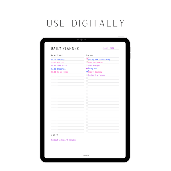 Minimalist Daily Planner Printable – mrsneat