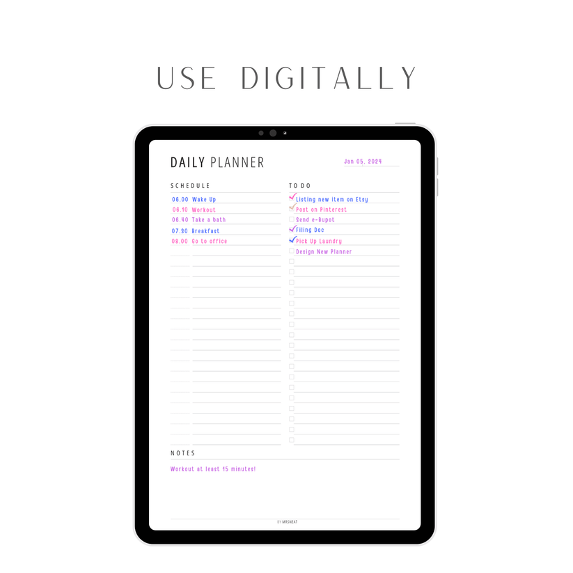 Minimalist Daily Planner Printable – mrsneat
