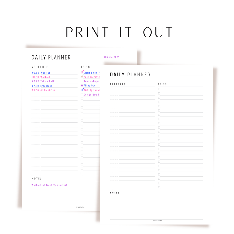 Minimalist Daily Planner Printable – mrsneat