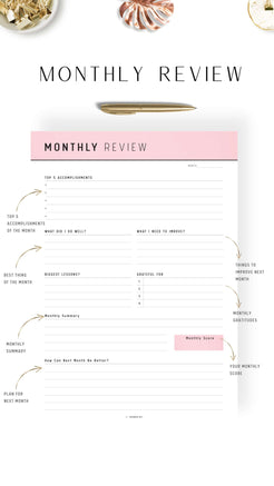 Monthly Review Template Printable – mrsneat