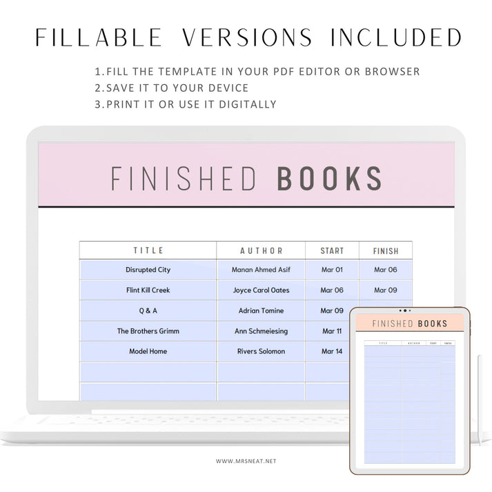 Book Complete List Printable - M229 – mrsneat
