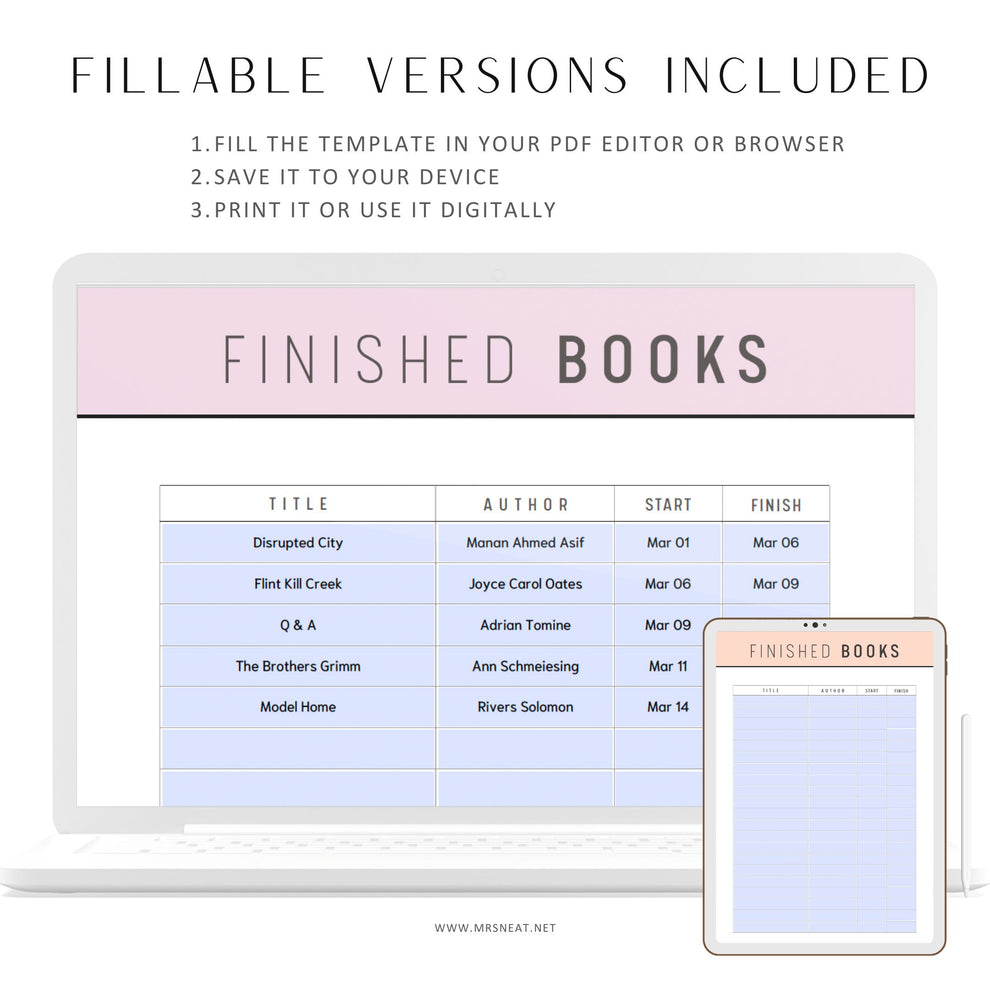 Book Complete List Printable - M229 – mrsneat