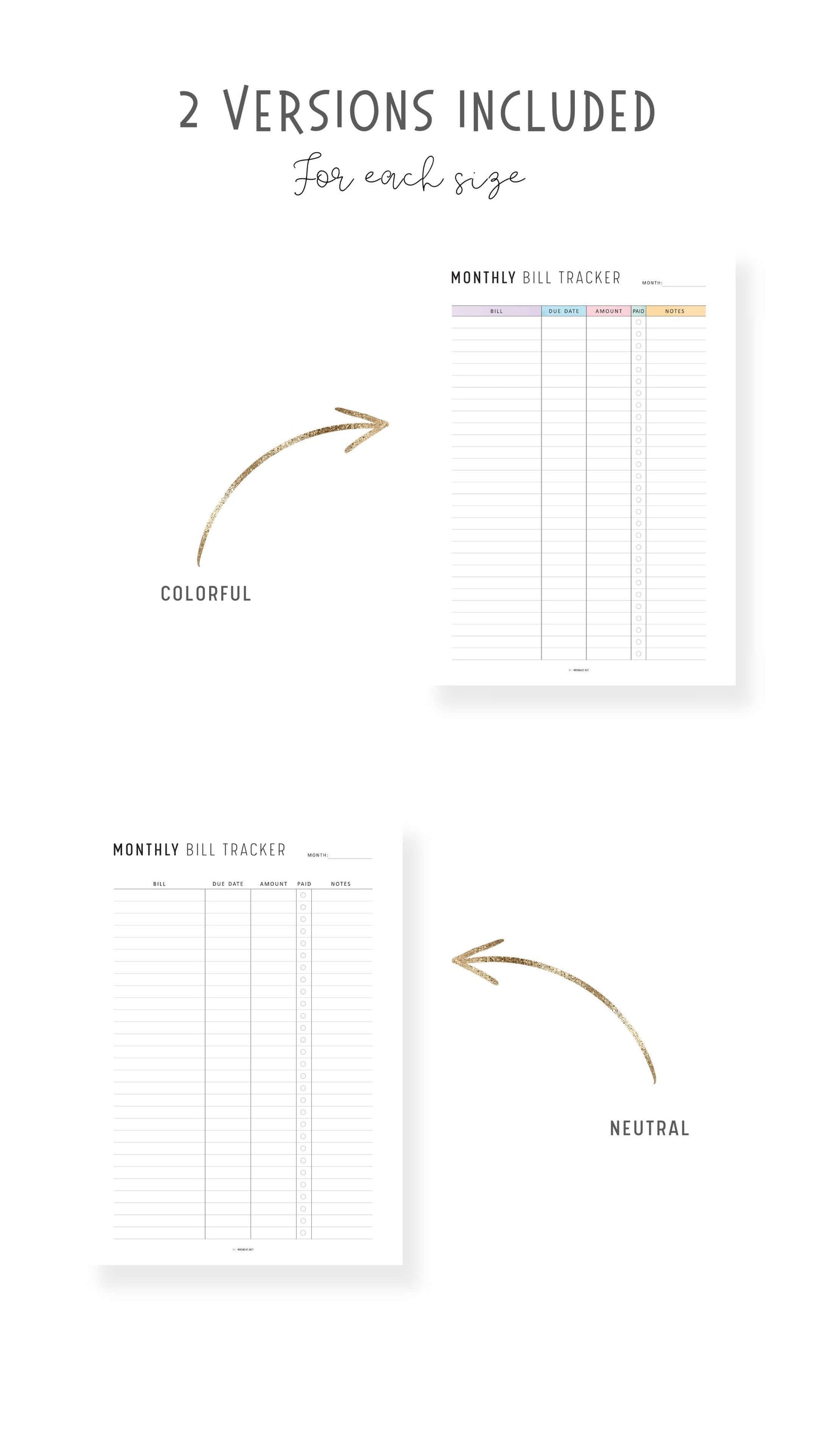 Monthly Bill Tracker Printable – mrsneat