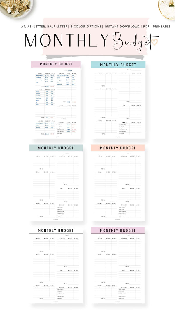 Monthly Budget Planner Template Printable - M280 – mrsneat