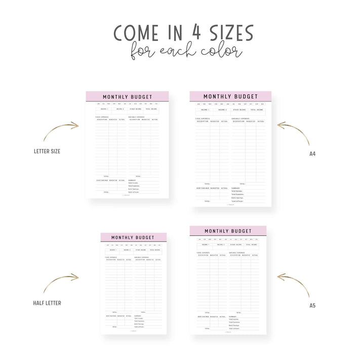 Monthly Budget Template PRINTABLE - M418 – mrsneat