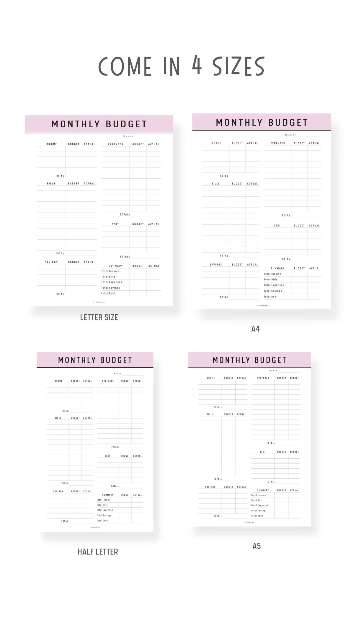 Monthly Budget Planner Template Printable - M280 – mrsneat