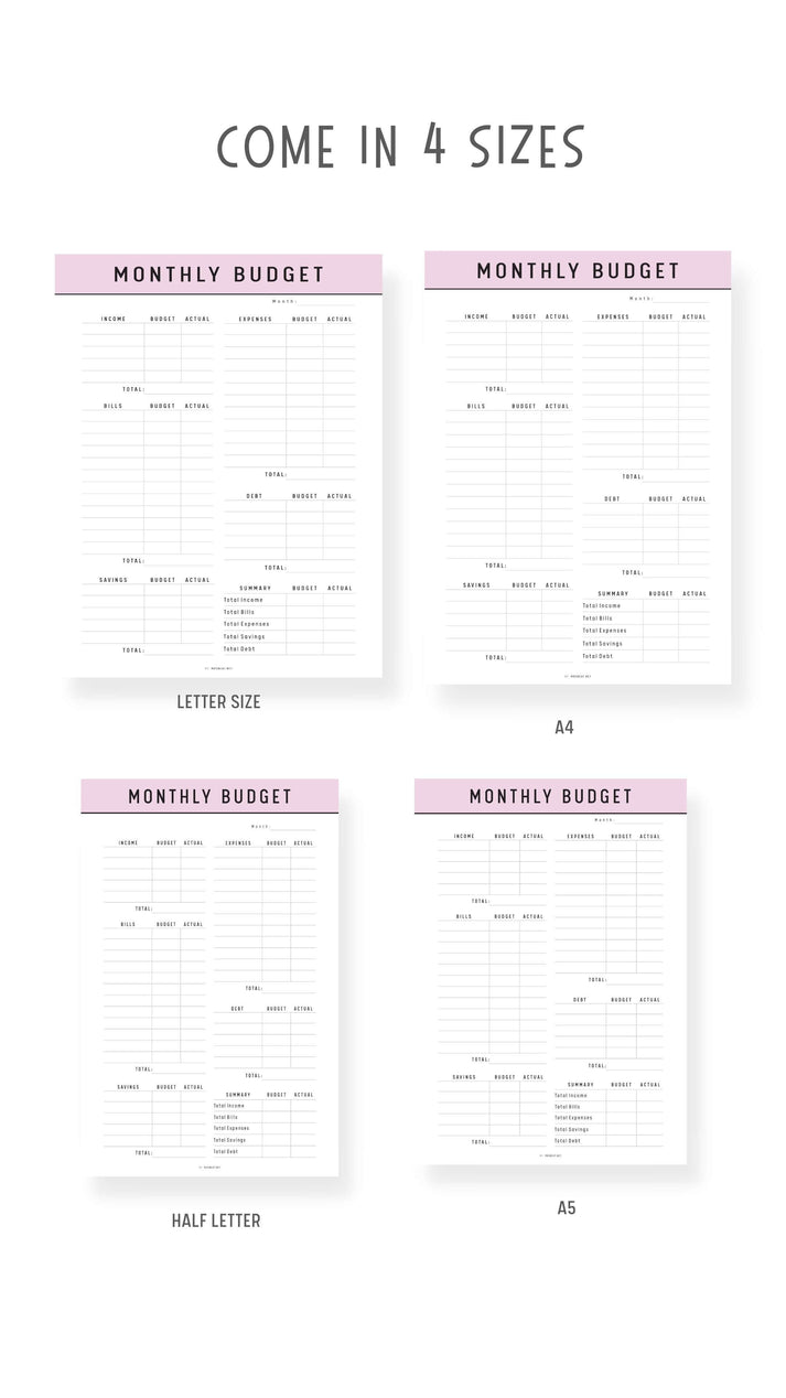 Monthly Budget Planner Template Printable - M280 – mrsneat