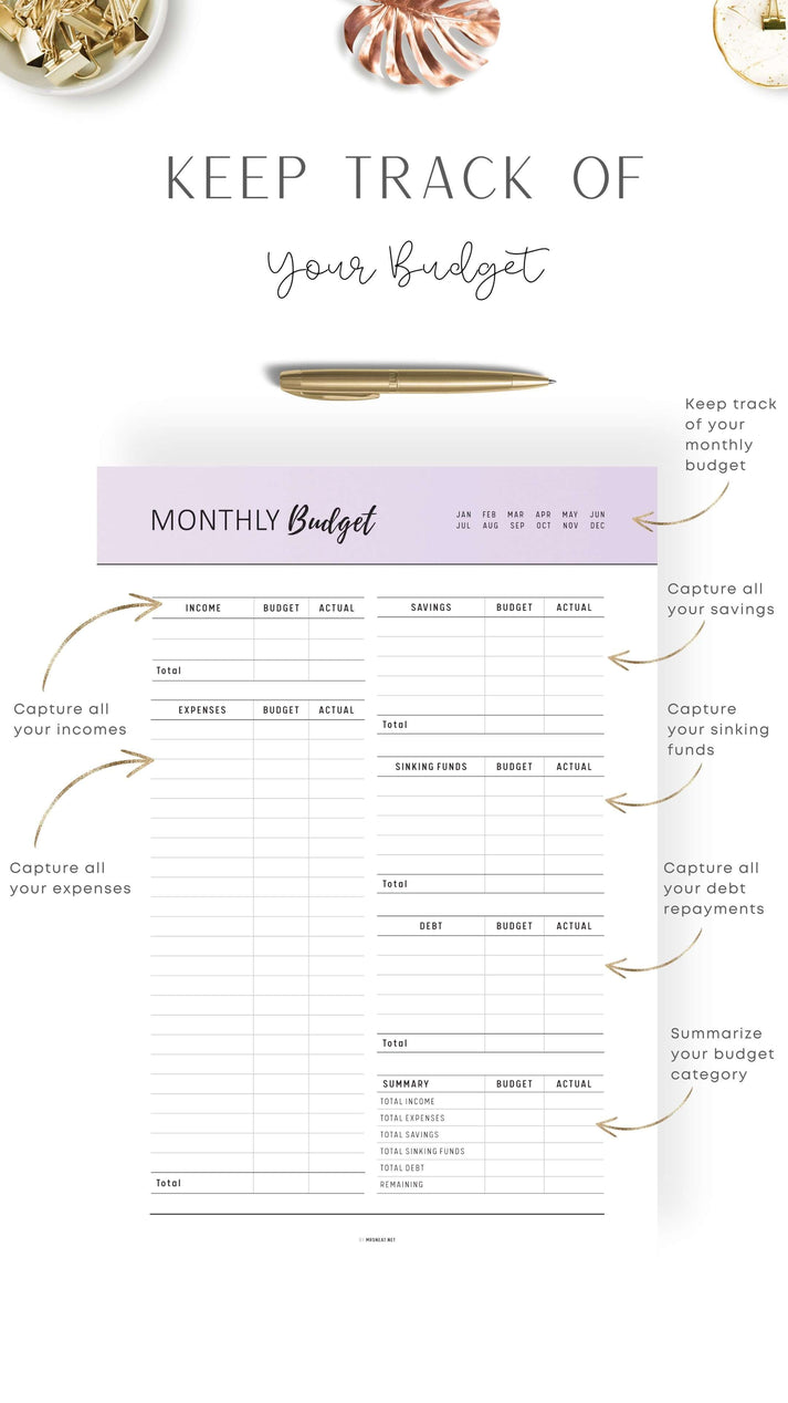 Monthly Budget Tracker Template - M312 – mrsneat