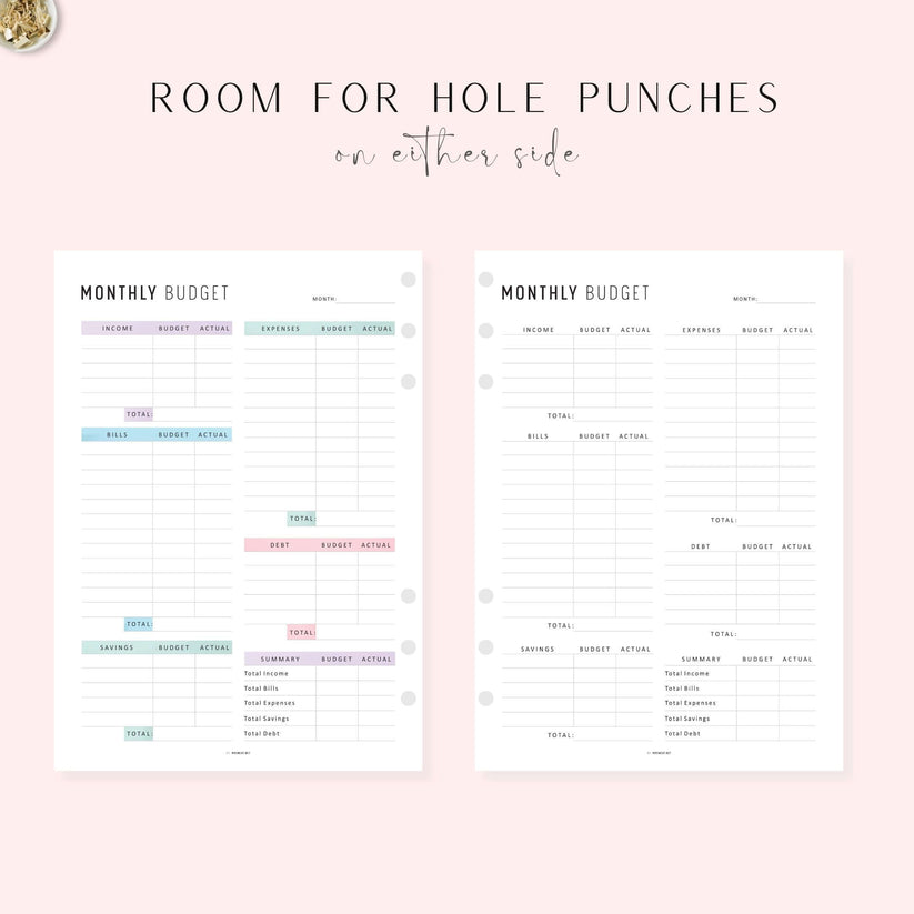 Monthly Budget PRINTABLE Colorful - M447 – mrsneat