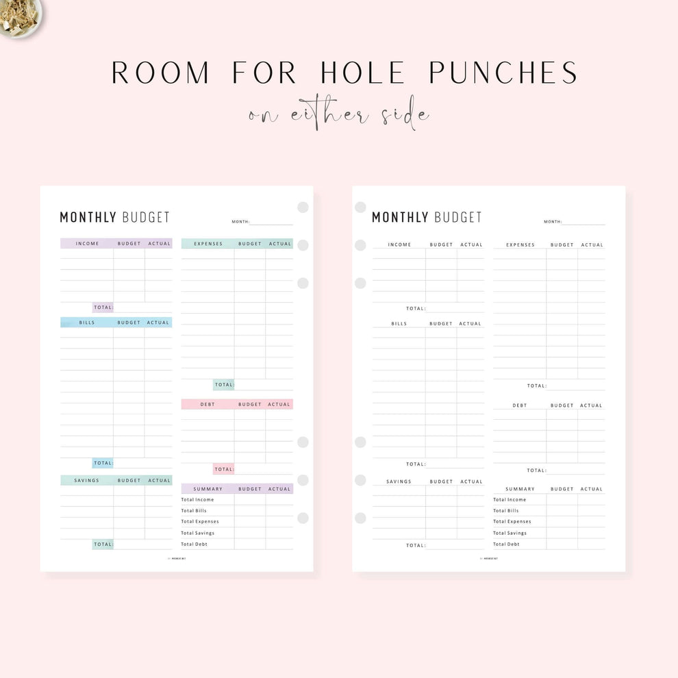 Monthly Budget PRINTABLE Colorful - M447 – mrsneat